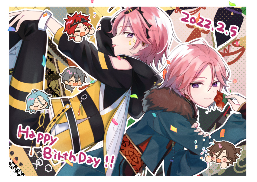 Safebooru - 5boys amagi rinne blue jacket border closed mouth clothing ...
