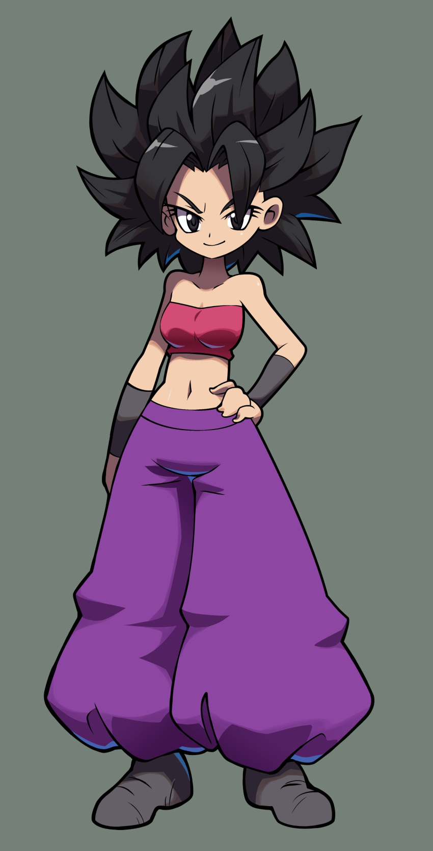 Safebooru - 1girl absurdres arm guards baggy pants big hair black eyes ...