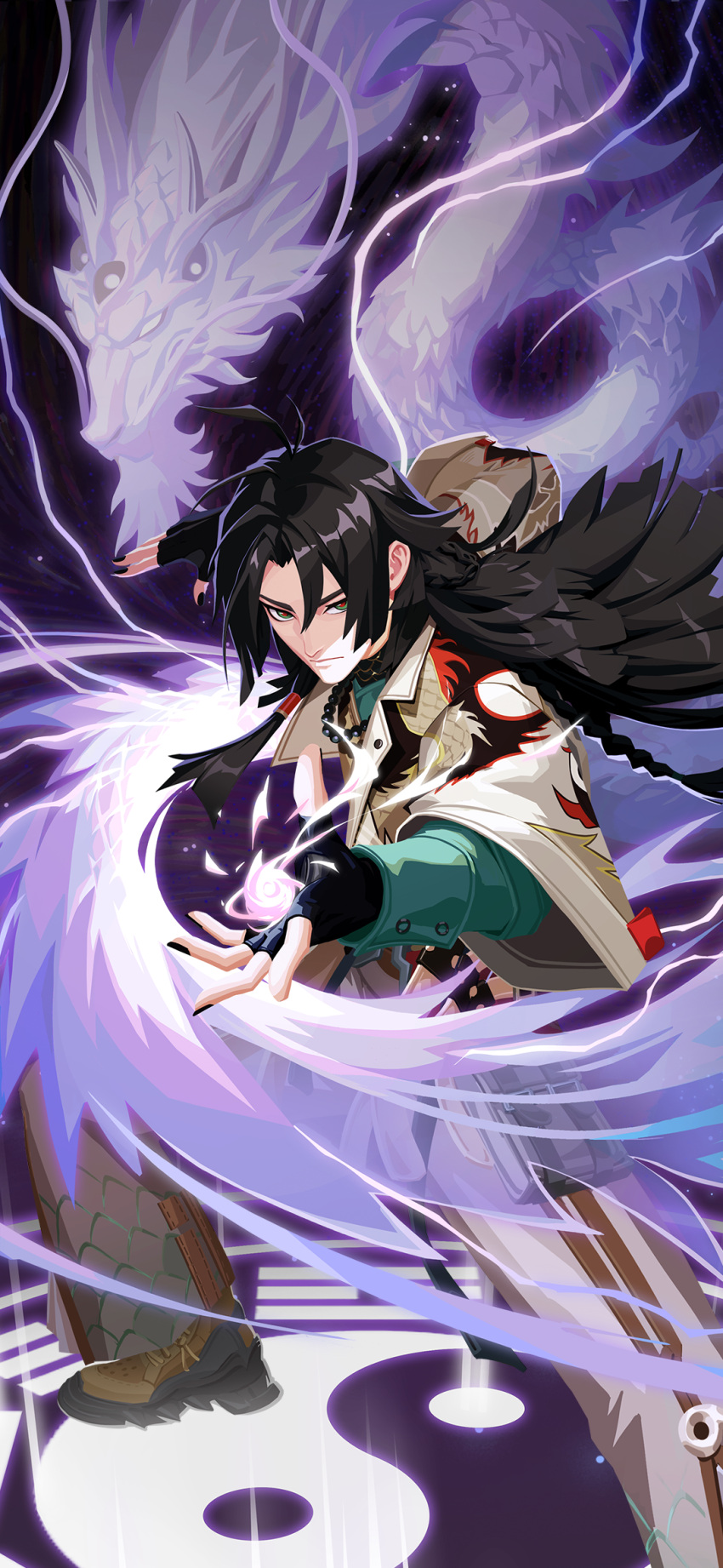 Safebooru - 1boy artist request bagua black hair braid dislyte dragon ...