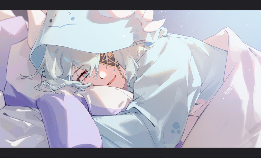 Safebooru - 1boy anaxa (honkai: star rail) aqua hair black border blue eyes border eyepatch ...