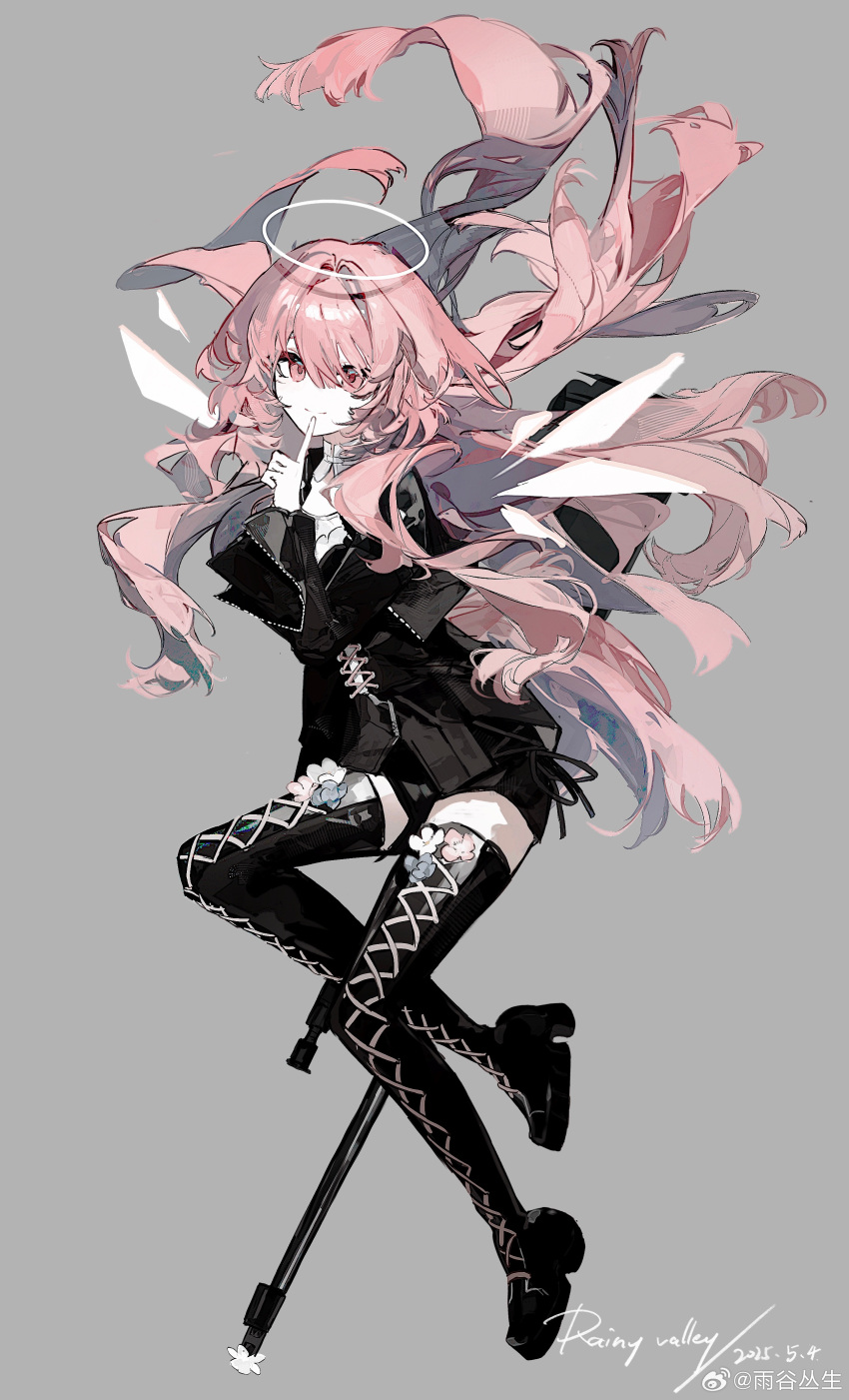 Safebooru - 1girl absurdres arknights artist name black boots black jacket black shorts boots ...