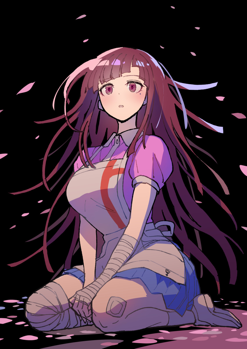 Safebooru - 1girl apron bandaged arm bandages blush collared shirt danganronpa (series ...