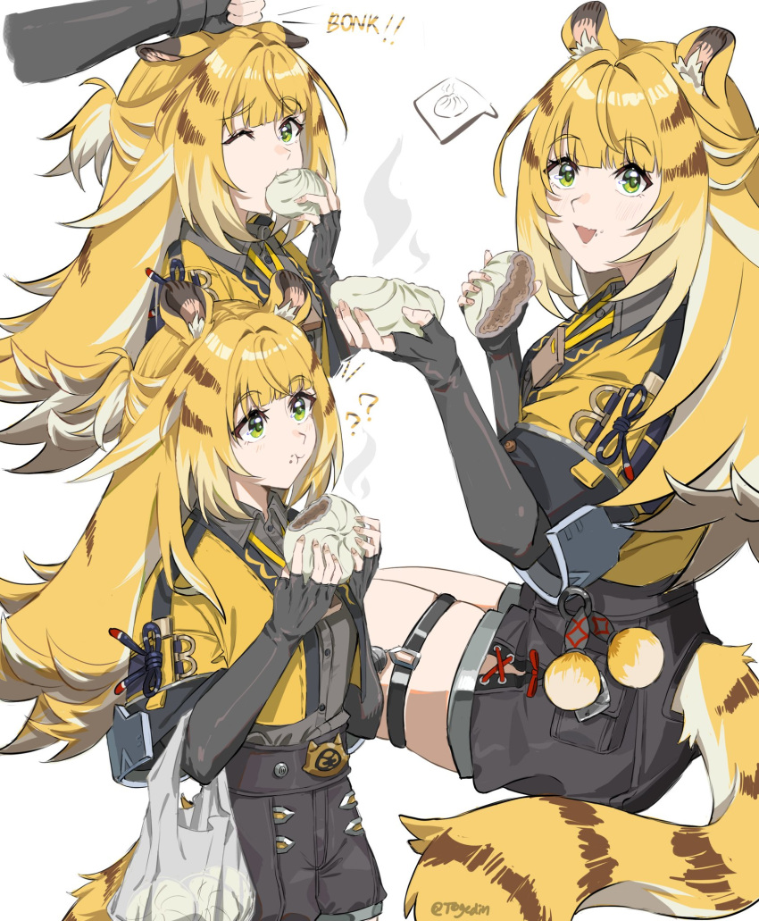 Safebooru - 1girl animal ear fluff animal ears black gloves bow brown shirt collared shirt ...