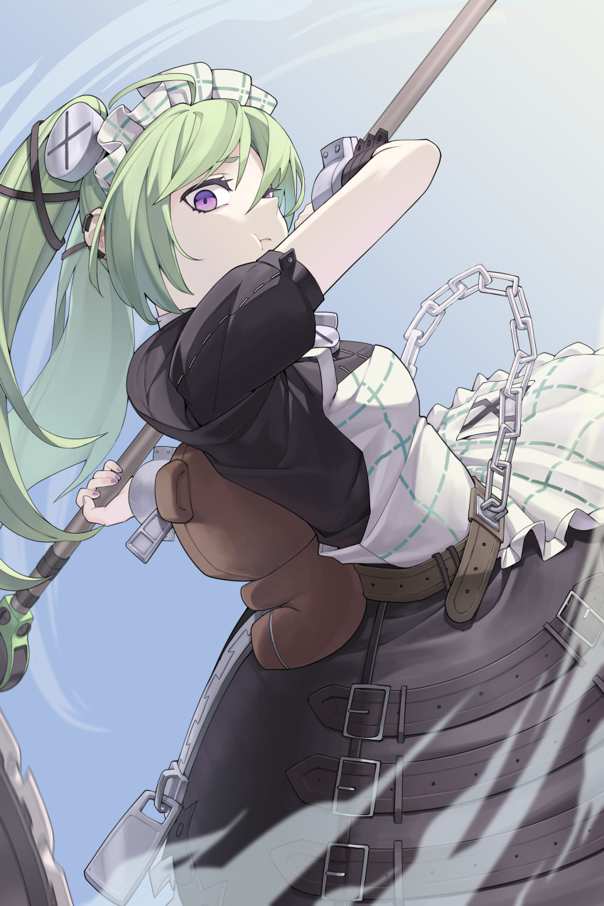 Safebooru - 1girl :t absurdres animal bag apron bear bag black dress corin wickes dress green ...