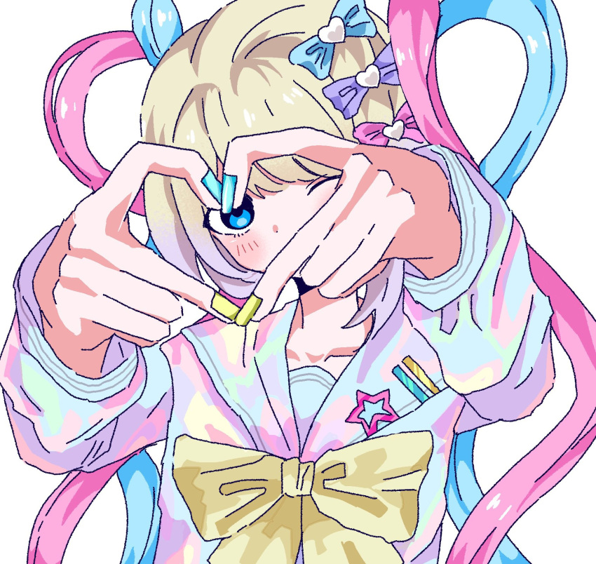 Safebooru - 1girl aegyo sal blonde hair blue eyes blue hair blue ...
