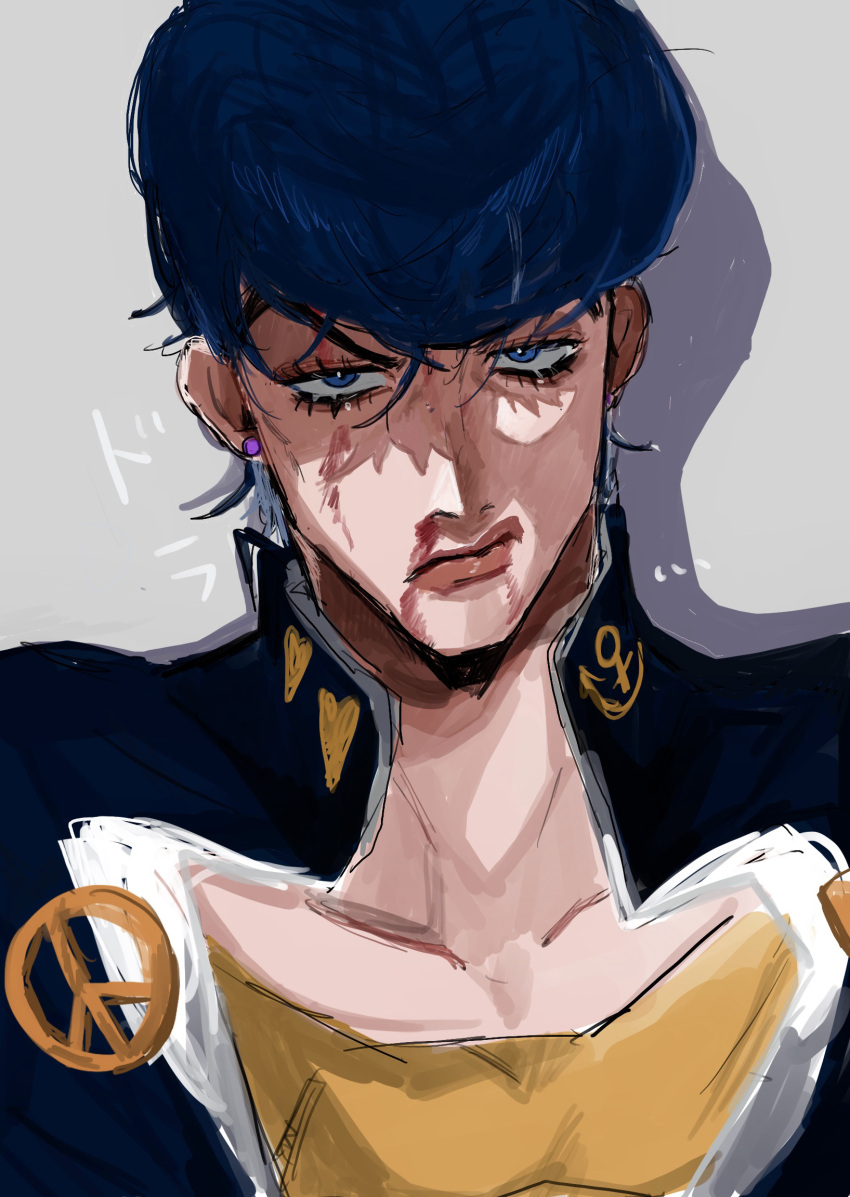 Safebooru - 1boy anchor ornament anchor symbol angry black hair blood ...