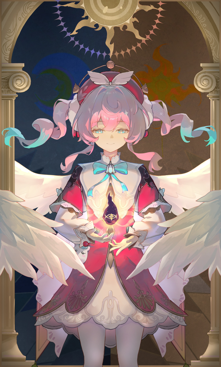 Safebooru - 1girl absurdres angel wings aqua bow aqua bowtie aqua eyes aqua hair bow bowtie ...