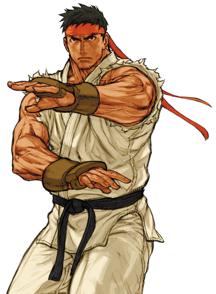 Safebooru - 1boy black hair capcom vs snk 2 dougi fighting stance game ...