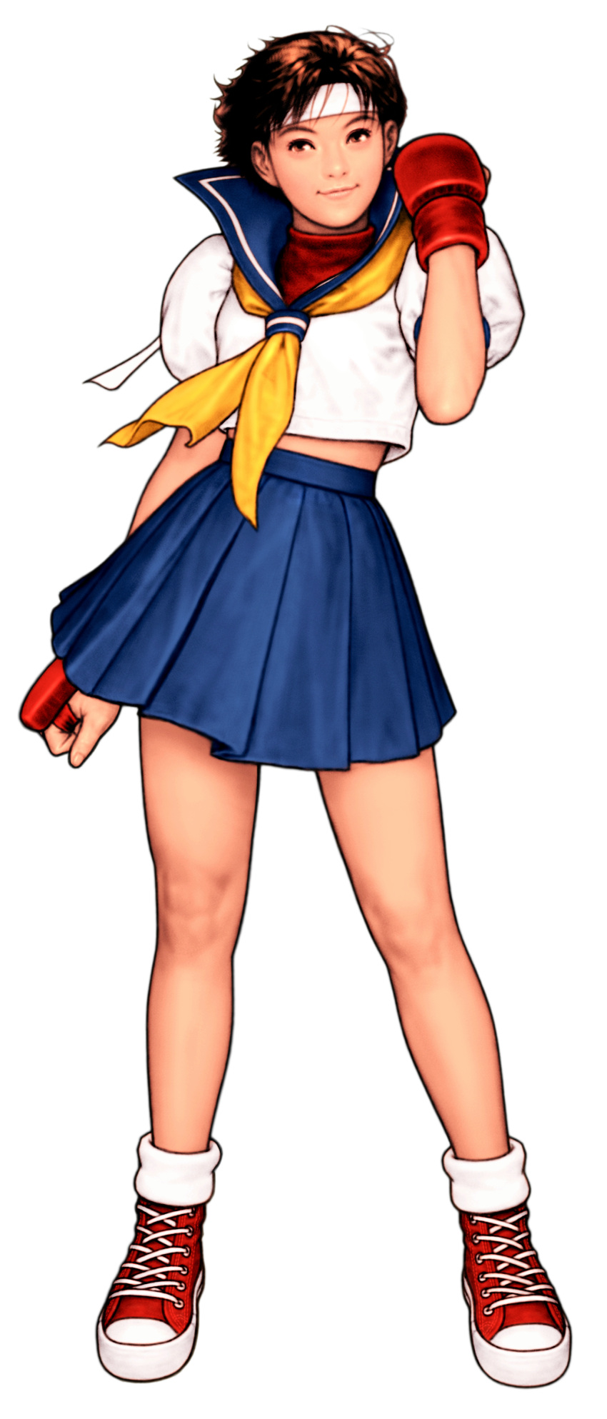 Safebooru - 1girl absurdres arm up blue sailor collar capcom vs snk capcom vs snk 2 clenched ...