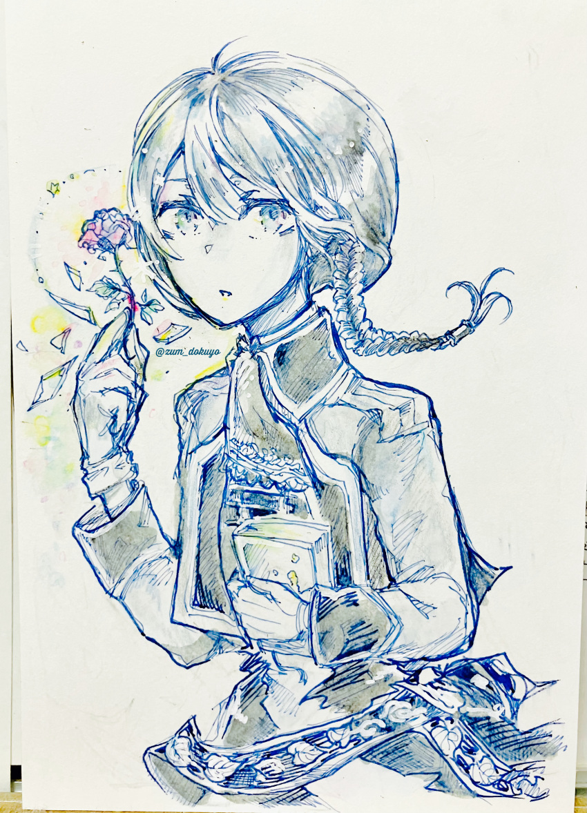 Safebooru - 1girl alter ego (game) black hair braid braided ponytail collared jacket collared ...