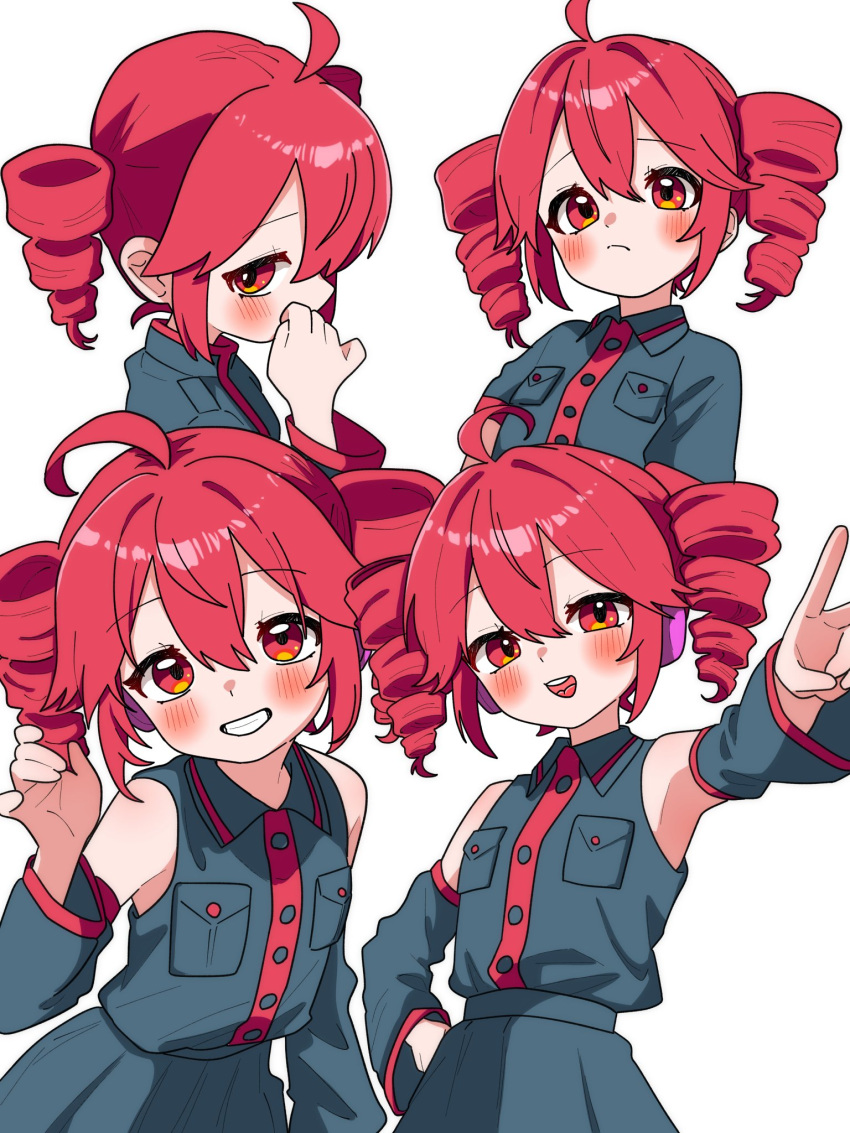 Safebooru - 1girl ahoge blush breast pocket buttons closed mouth detached sleeves drill hair ...