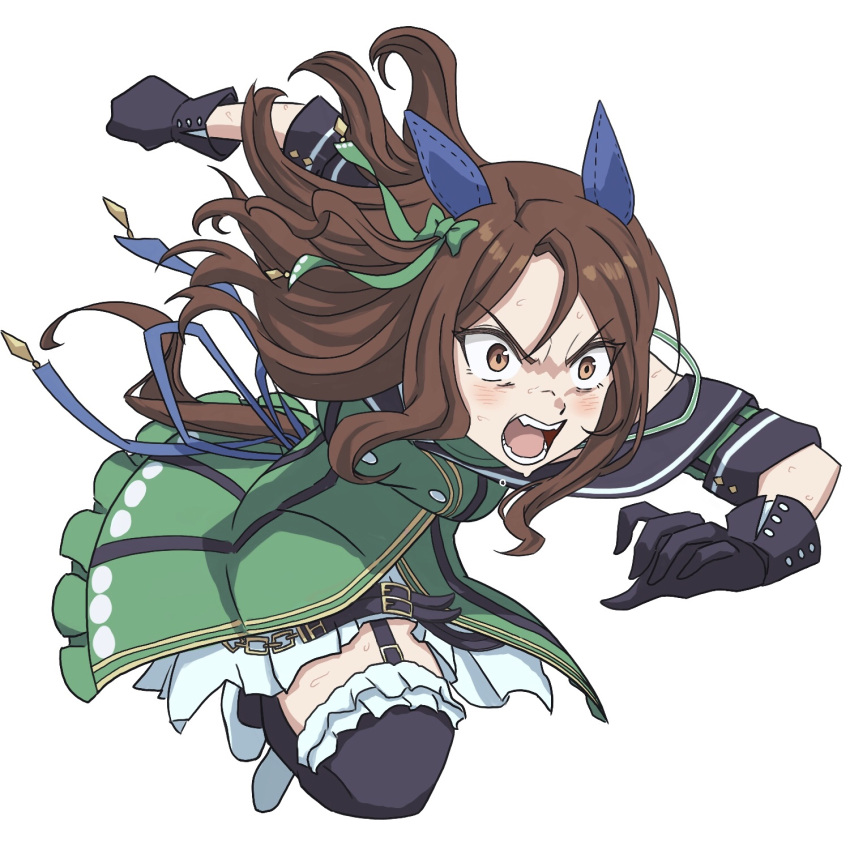 Safebooru - 1girl animal ears black gloves brown eyes brown hair dress ...