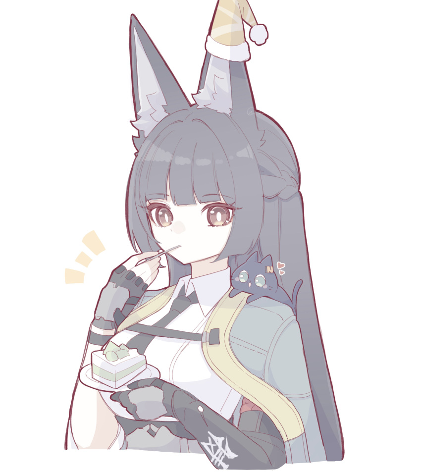 Safebooru - 1girl absurdres animal ear fluff animal ears aqua jacket black hair black necktie ...