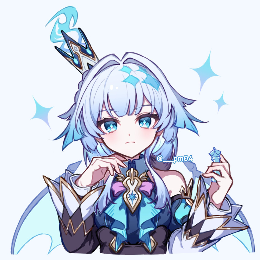 Safebooru - 1girl aqua eyes bare shoulders blue hair blue wings cerydra (honkai: star rail ...