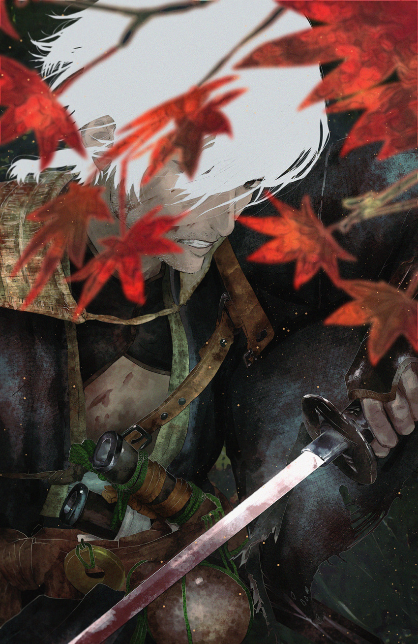 Safebooru - 1boy armor binoculars black kimono blurry blurry foreground ...
