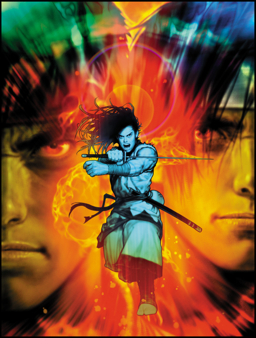 Safebooru - 3boys capcom vs snk 2 fighting stance furrowed brow game cg hakama hakama skirt ...