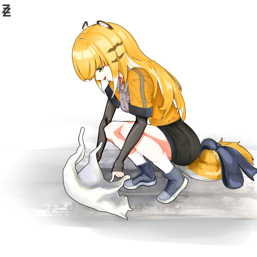 Safebooru - 1girl absurdres animal ears blonde hair cat colored inner hair green eyes highres ...