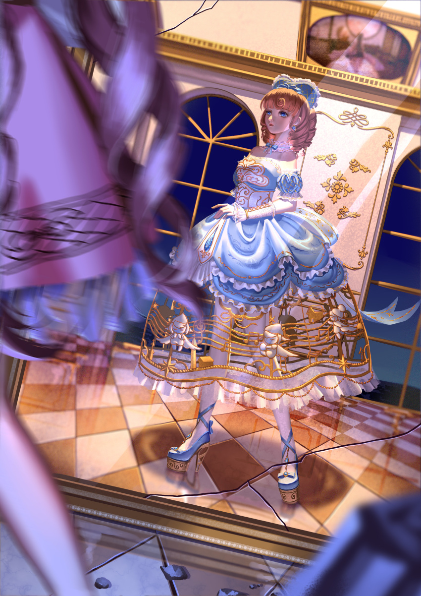 Safebooru - 1girl absurdres ankle ribbon argyle bonnet argyle clothes argyle sleeves back bow ...