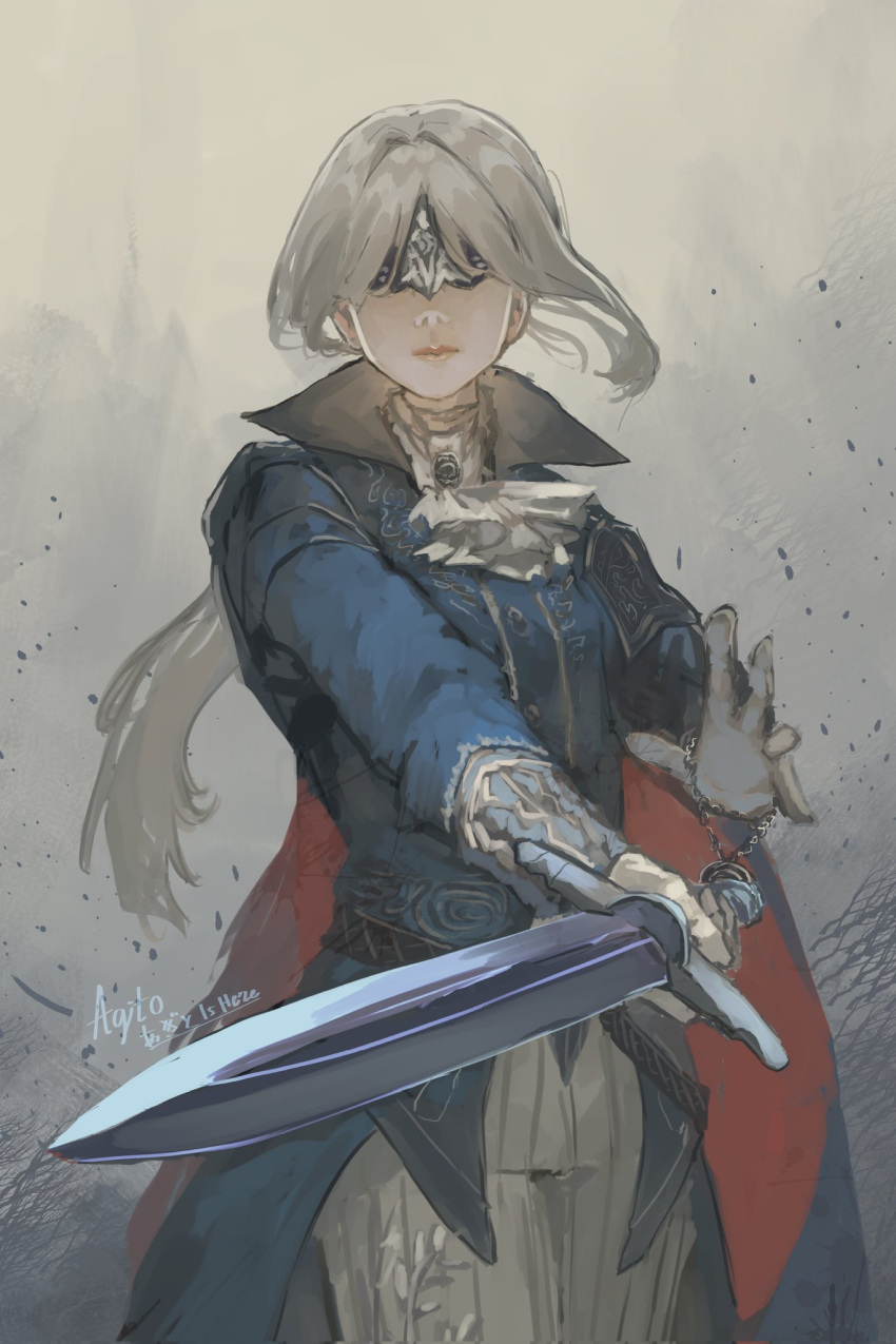 Safebooru - 1girl agito (agitoishere) ascot blindfold blonde hair blue ...