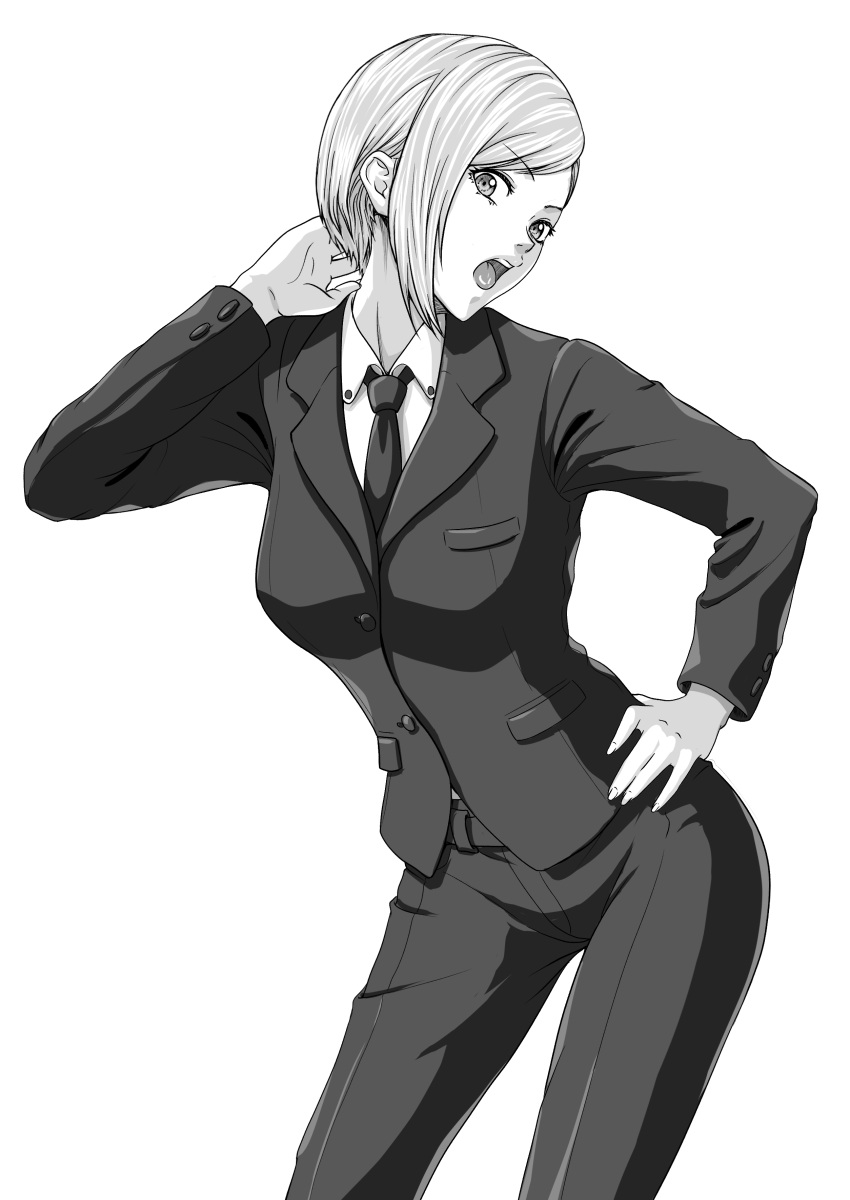 Safebooru - 1girl absurdres black jacket black necktie black suit blush breasts collared shirt ...