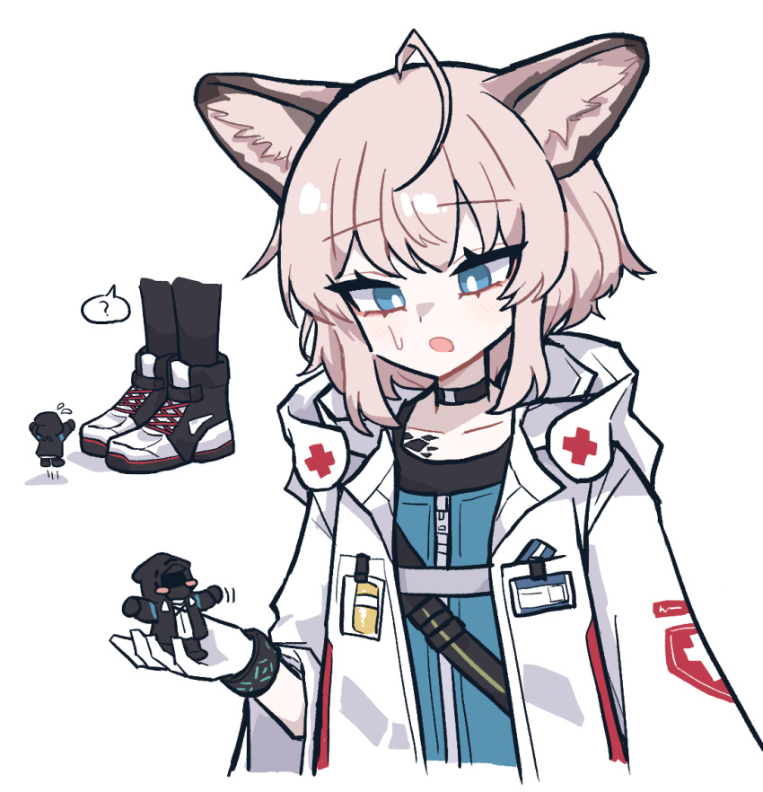 Safebooru - 1girl 1other ahoge ambiguous gender animal ears arknights blue eyes commentary ...