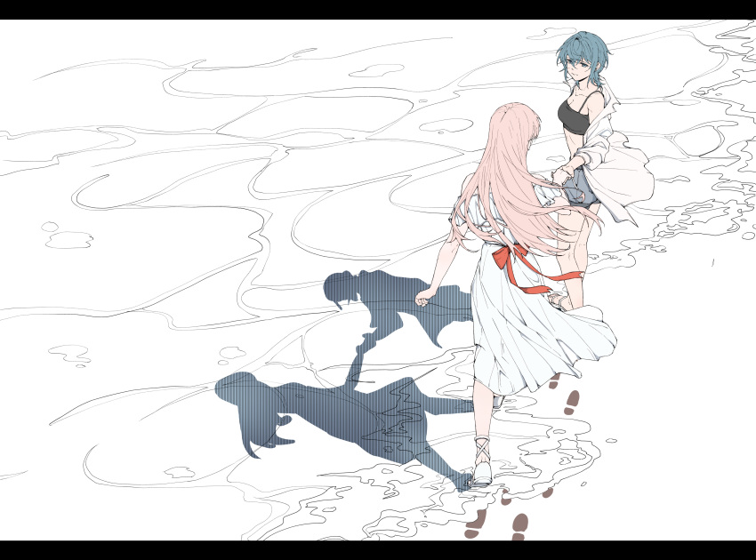 Safebooru - 2girls absurdres asahina yuni bare shoulders beach bow ...