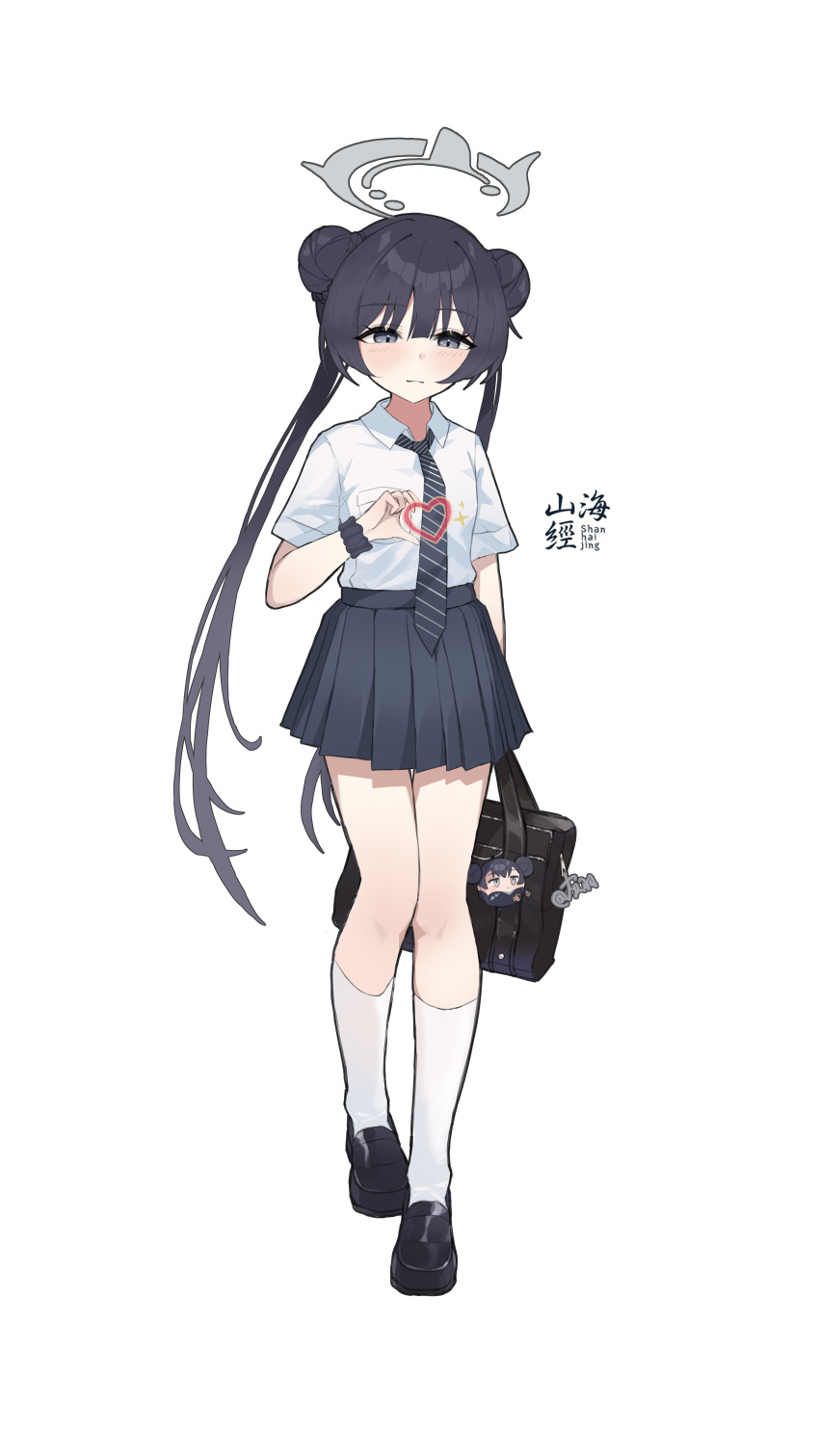 Safebooru - 1girl absurdres bag black hair black scrunchie black shoes ...