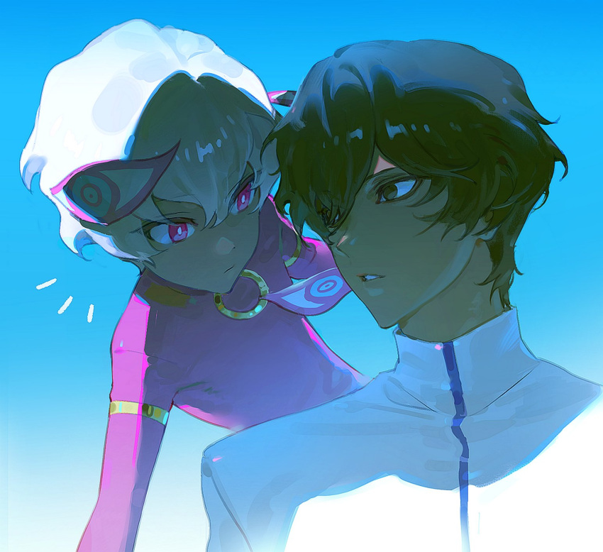 Safebooru - 2boys arjuna (fate) black eyes black hair bodysuit boy ...