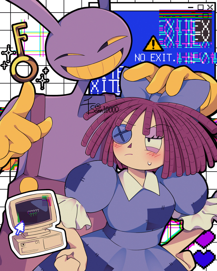 Safebooru - 1boy 1girl absurdres animal ears artist name black eyes bow colored sclera colored ...