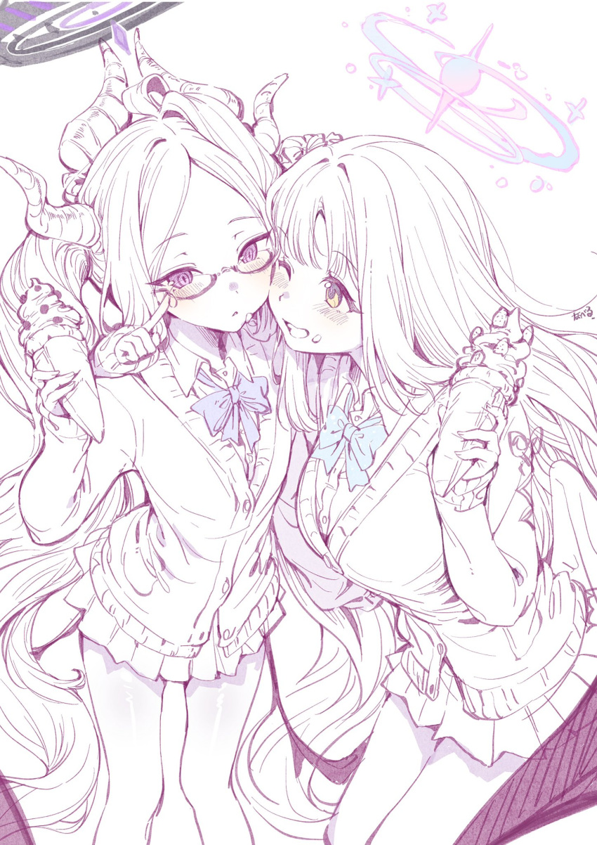 Safebooru - 2girls blue archive blue bow blue bowtie bow bowtie cardigan cheek-to-cheek closed ...