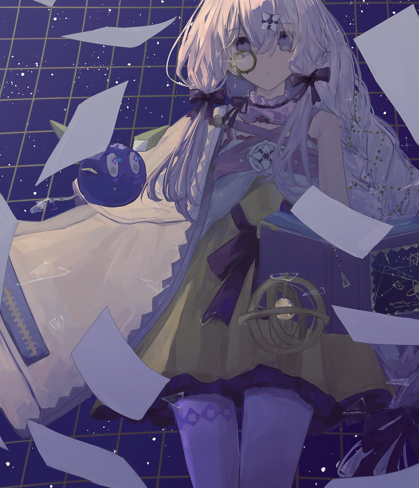 Safebooru - 1girl absurdres arcaea bare shoulders bow braid charon (arcaea) collar cowboy shot ...