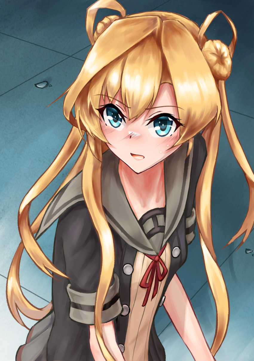 Safebooru - 1girl abukuma (kancolle) abukuma kai ni (kancolle) black jacket blonde hair blue ...