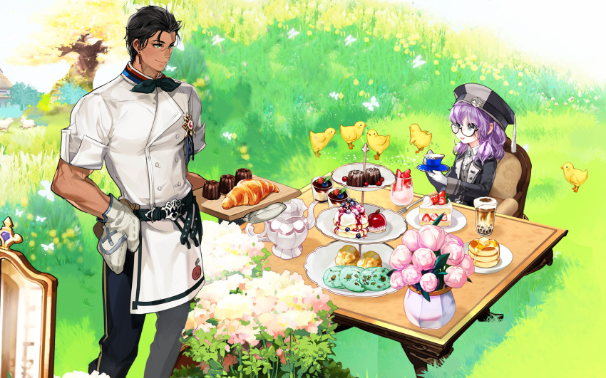 Safebooru - 1boy 1girl bird cup highres holding holding cup holding ...