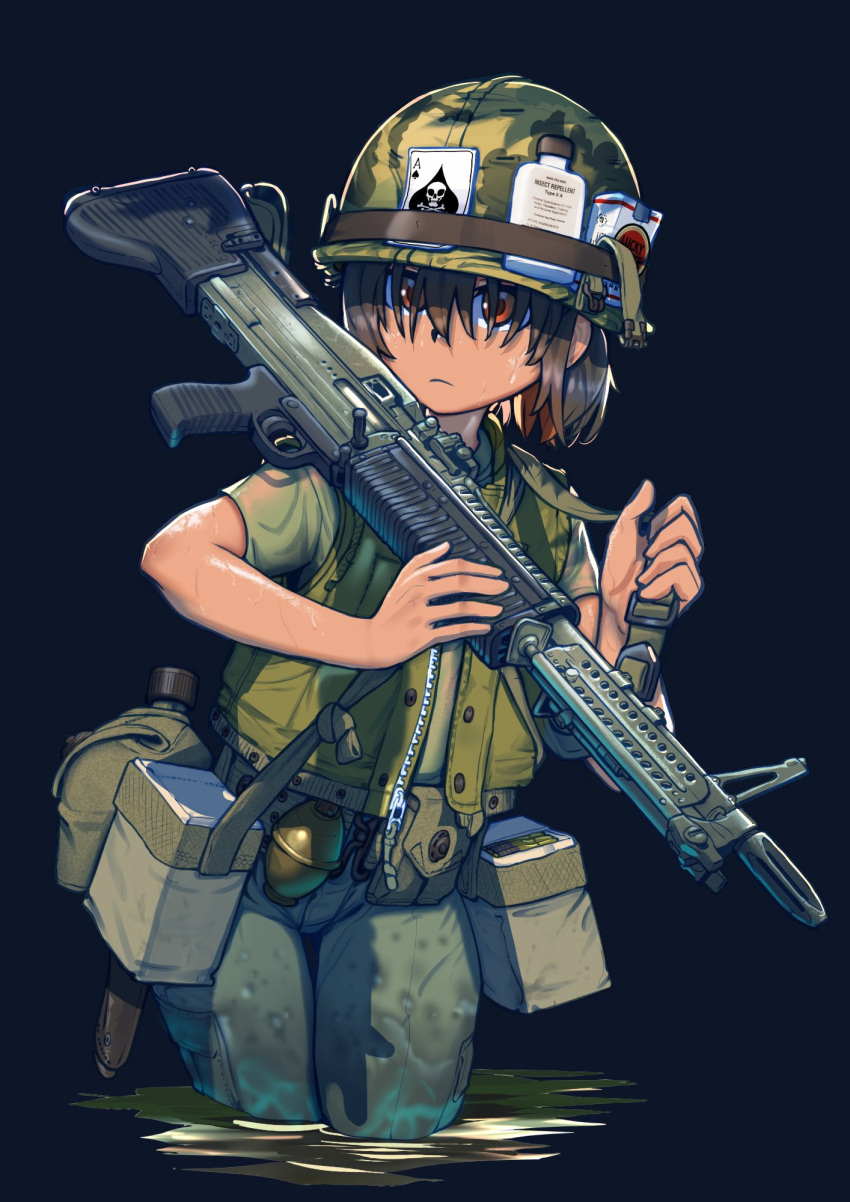 Safebooru - 1girl ace (playing card) alice gear ammunition box ammunition pouch belt black hair ...