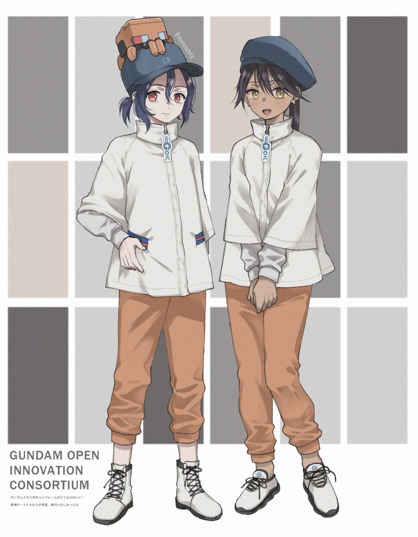 Safebooru - 1boy 1girl artist name beret blue hair blush commentary ...