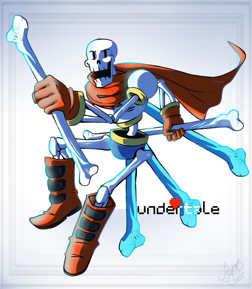 Safebooru - 1boy 2015 2d armor artist name blue shorts bone boots cape ...