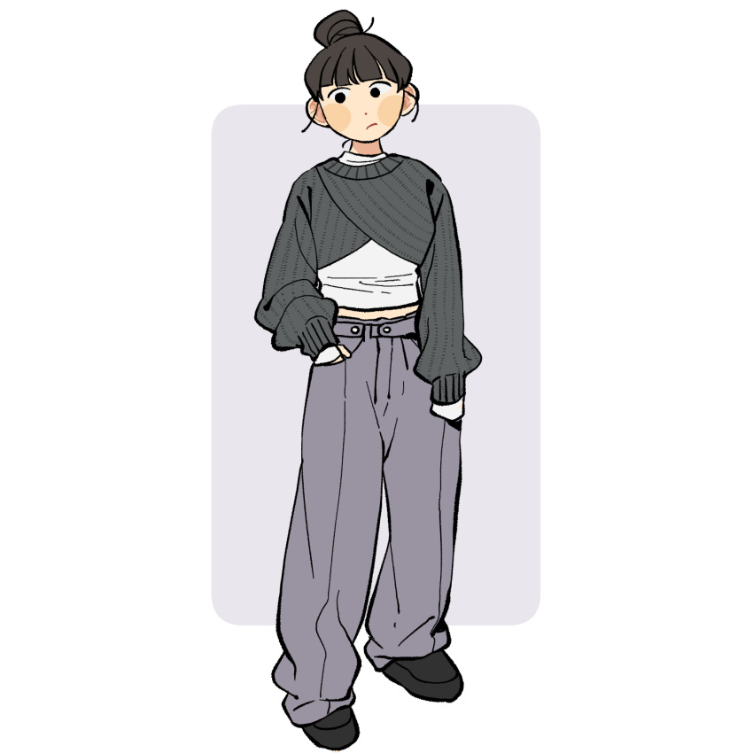 Safebooru 1girl Baggy Pants Black Eyes Black Hair Black Shoes 2346