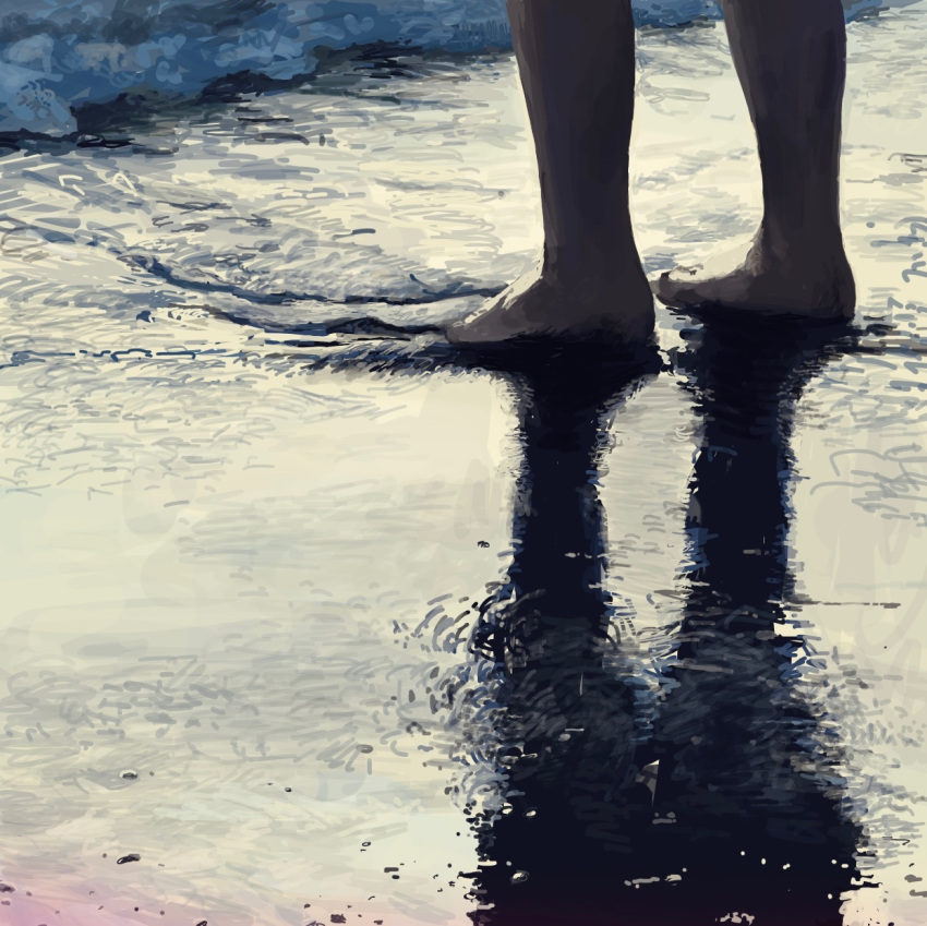 Safebooru 1other Backlighting Barefoot Beach Commentary Request Feet 1305