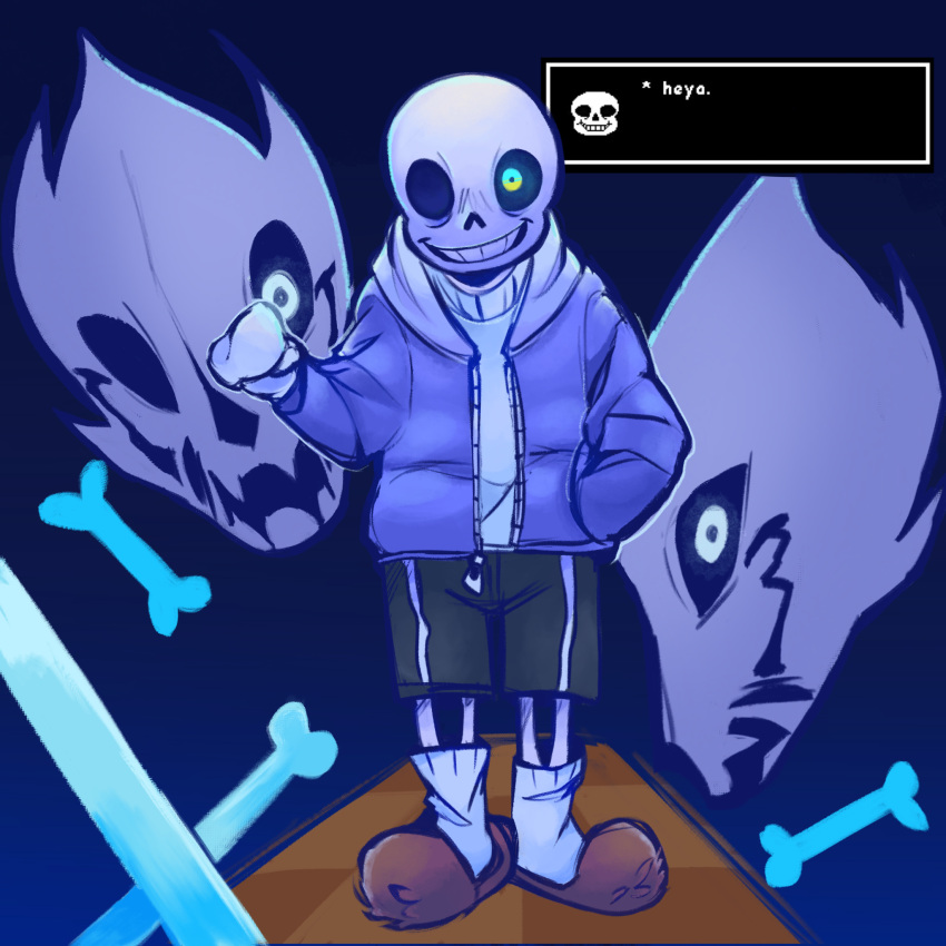 Safebooru - 1boy 2022 2d black shorts blue jacket bone demellyy ...