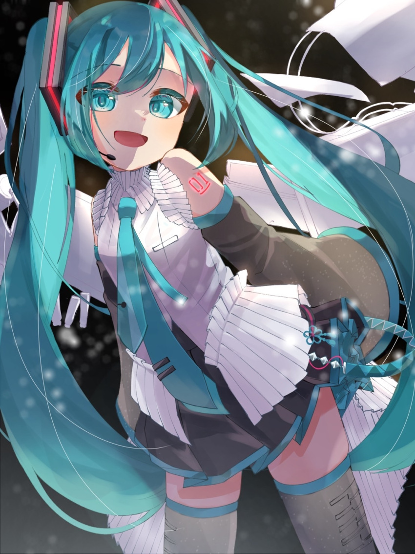 Safebooru - 1girl aqua eyes aqua hair aqua necktie aqua trim black ...