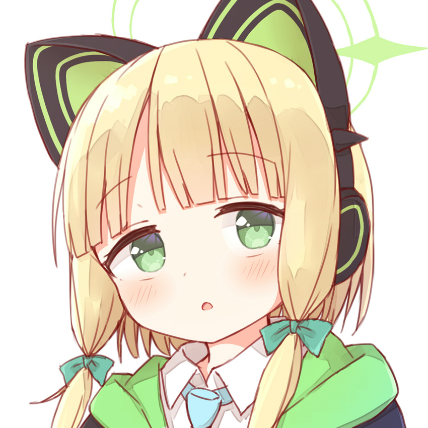 Safebooru - 1girl :o animal ear headphones animal ears ayanepuna bangs black jacket blonde hair ...