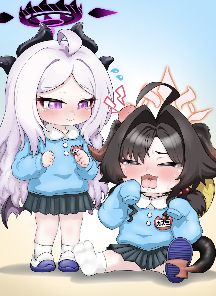 Safebooru - 2girls absurdres aged down ahoge alternate costume alternate hairstyle black hair ...