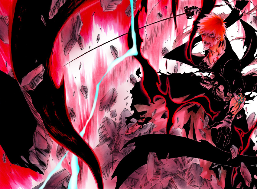 Safebooru - 1boy absurdres arm markings aura bankai black jacket bleach ...