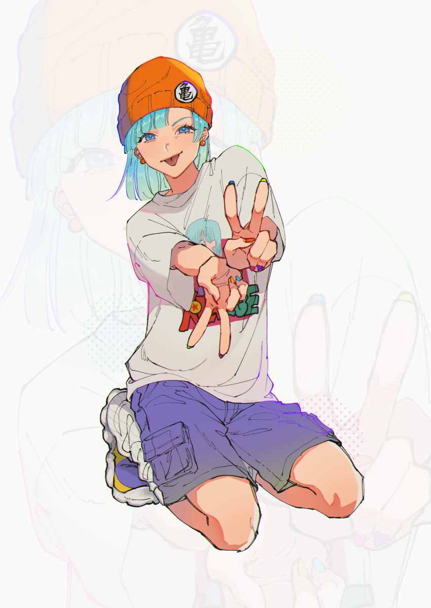 Safebooru - 1girl absurdres blue eyes blue hair bulma chos 1129 double ...