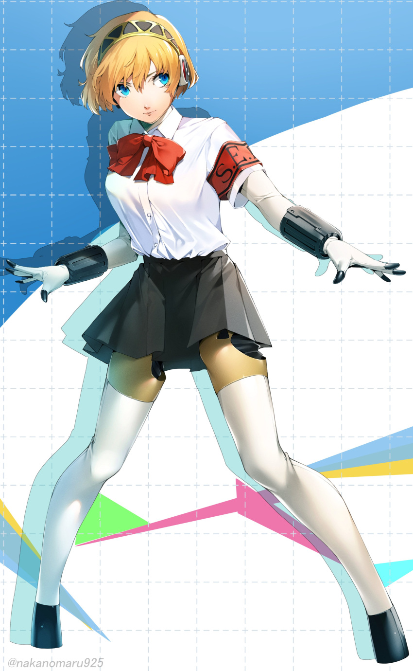 Safebooru - 1girl absurdres aegis (persona) android blonde hair blue eyes bow full body ...
