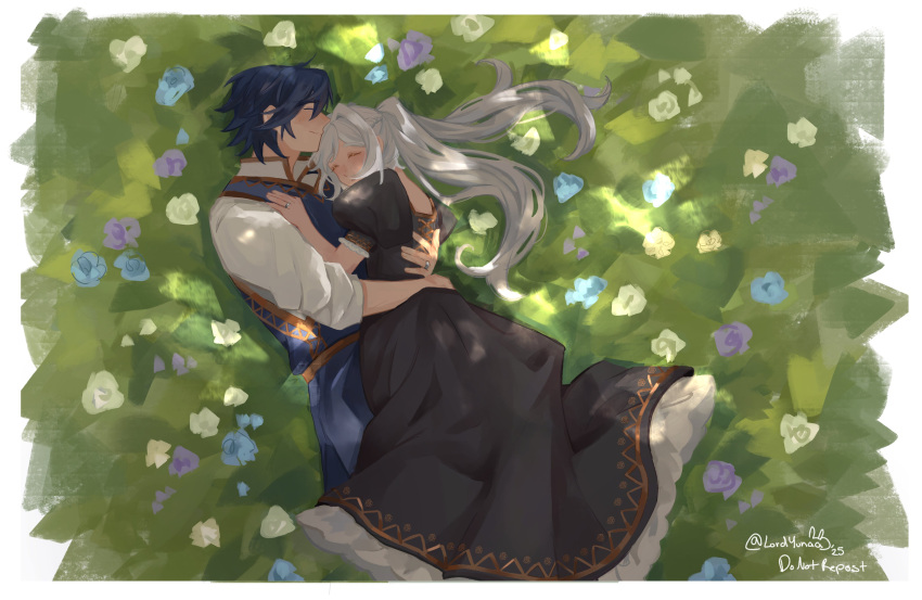 Safebooru - 1boy 1girl absurdres black dress blue hair casual chrom ...