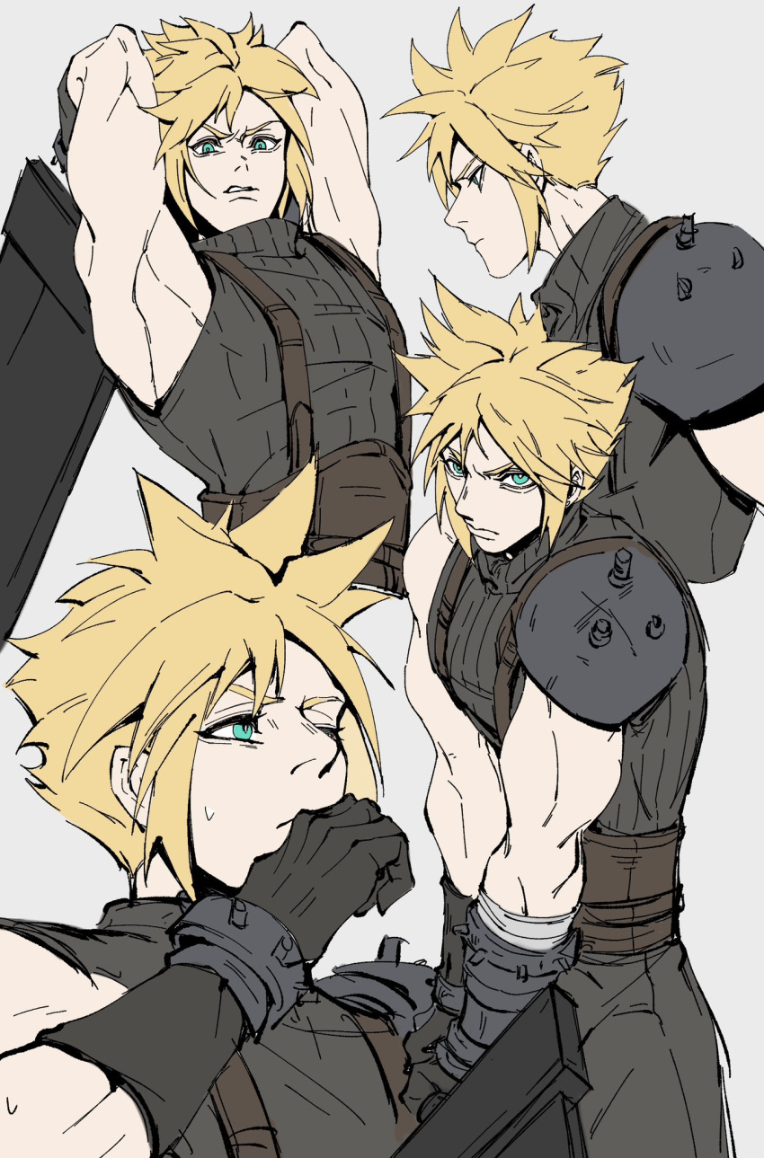Safebooru - 1boy aqua eyes armor armored gloves armpits arms behind ...