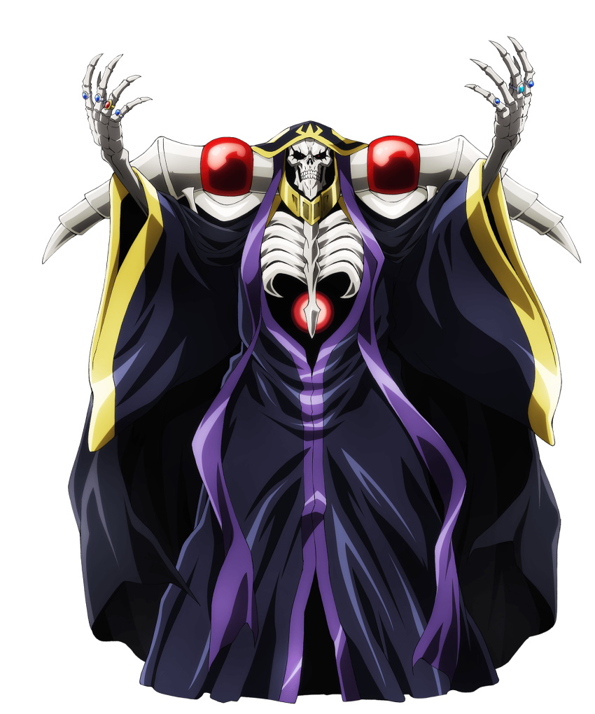 Safebooru - 1boy ainz ooal gown anime coloring arms up black robe bone ...