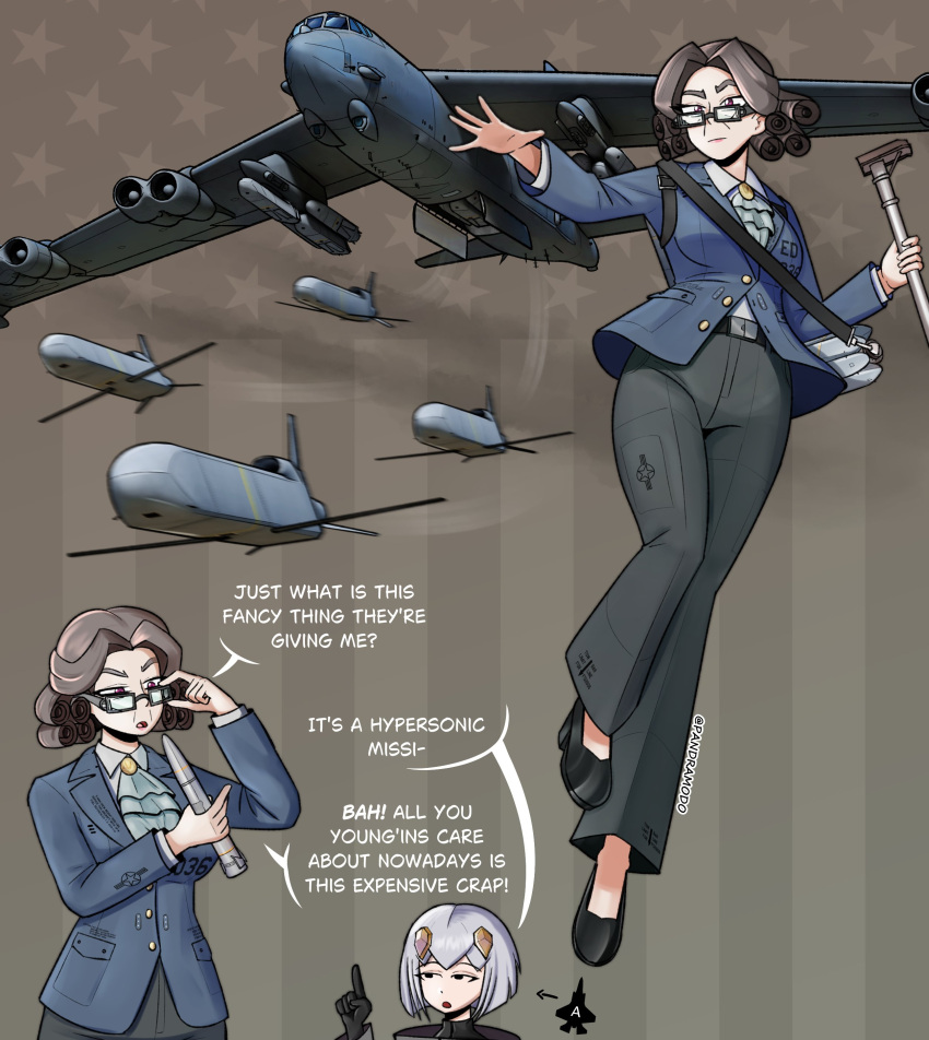 Safebooru - 2girls absurdres adjusting eyewear aircraft airplane ...