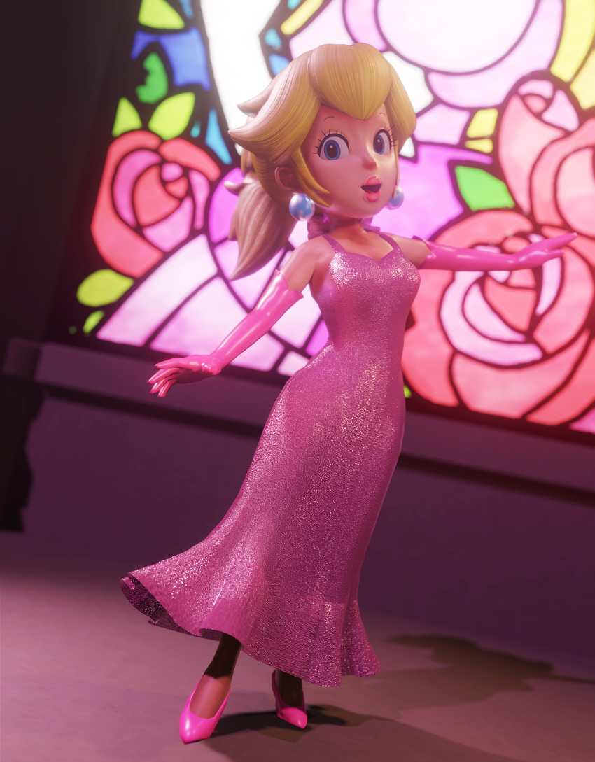 Safebooru - 3d absurdres blonde hair blue eyes crown dress gloves ...